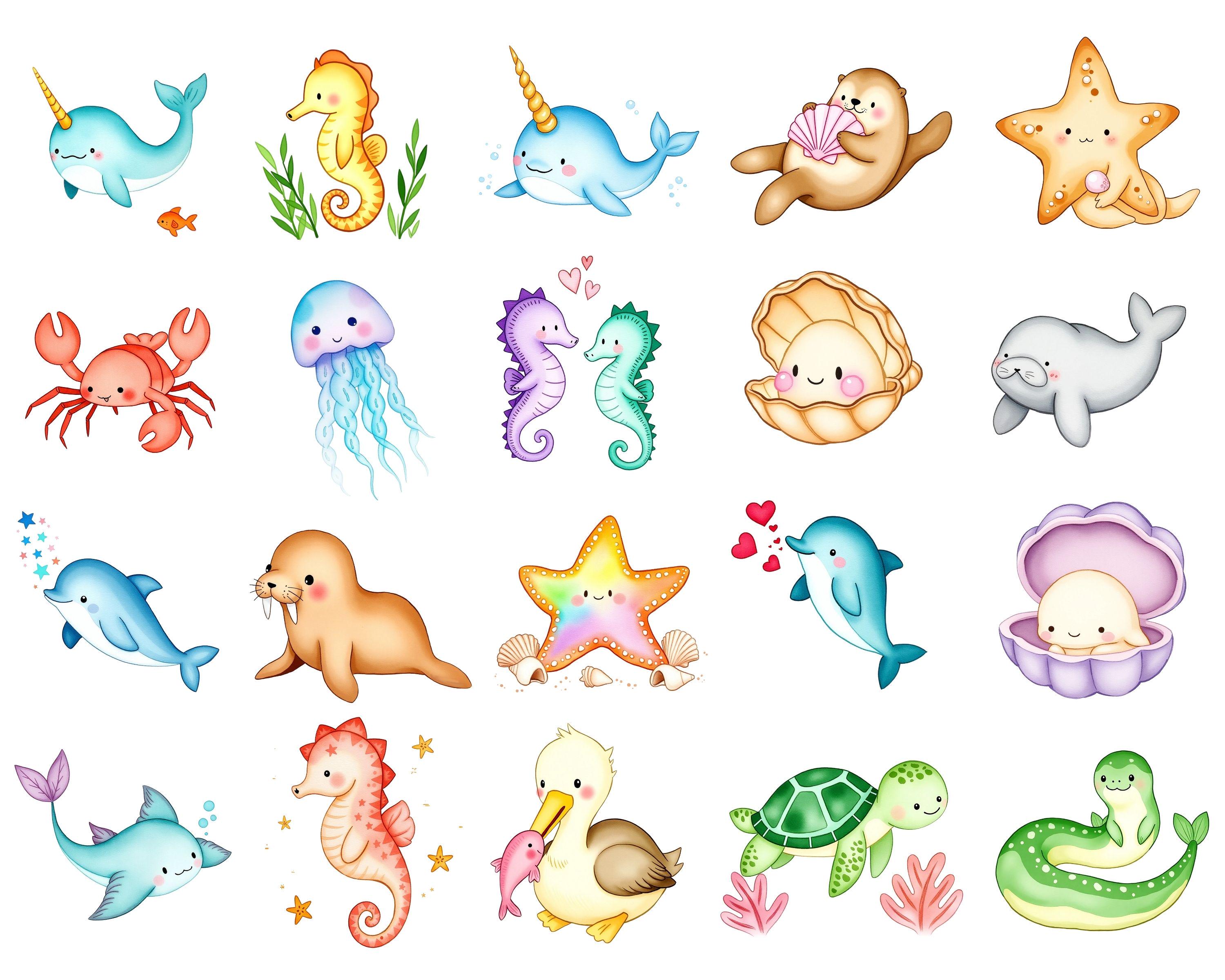200+ Mega Ocean Clipart Bundle PNG | Watercolor Sea Creatures ...