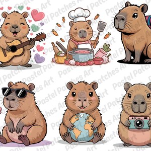 Cute Capybara Clipart PNG Bundle – 40+ Commercial Use Sublimation and ...