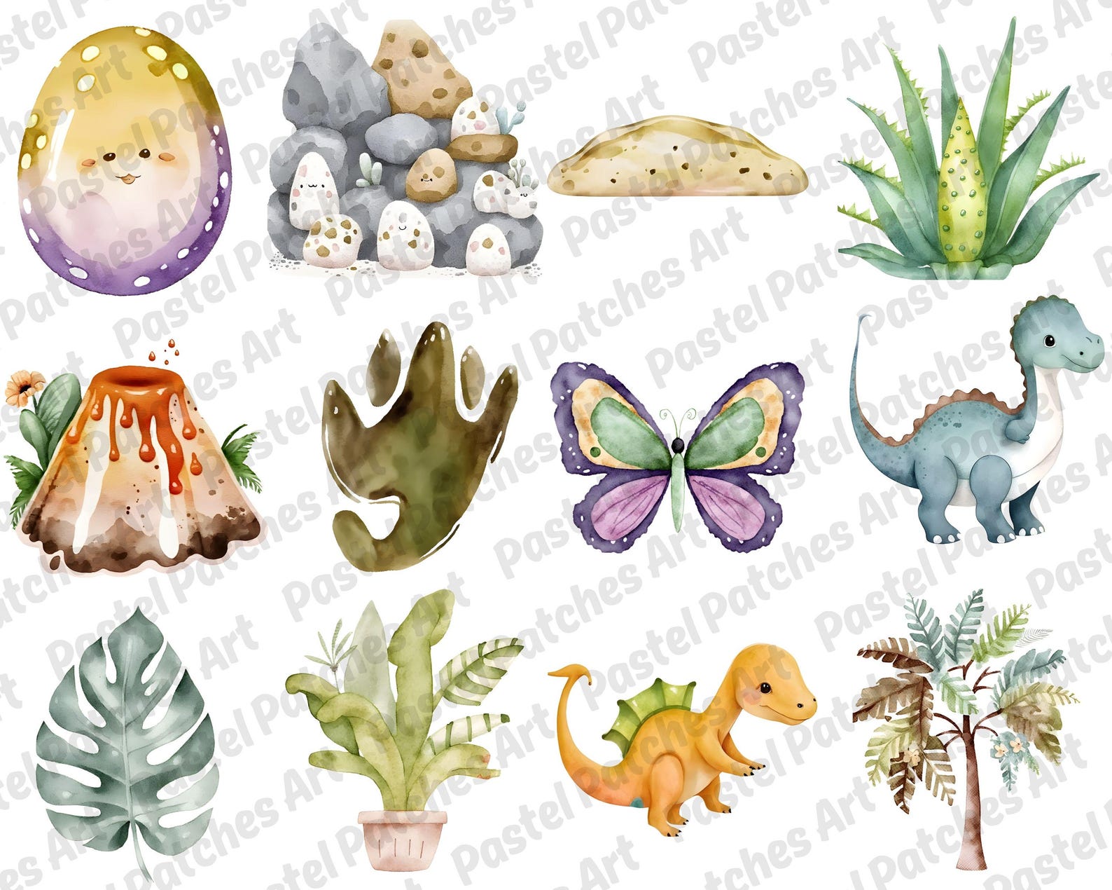 Watercolor Dinosaur Clipart PNG, Baby Boy Nursery Decor, Dinosaur ...