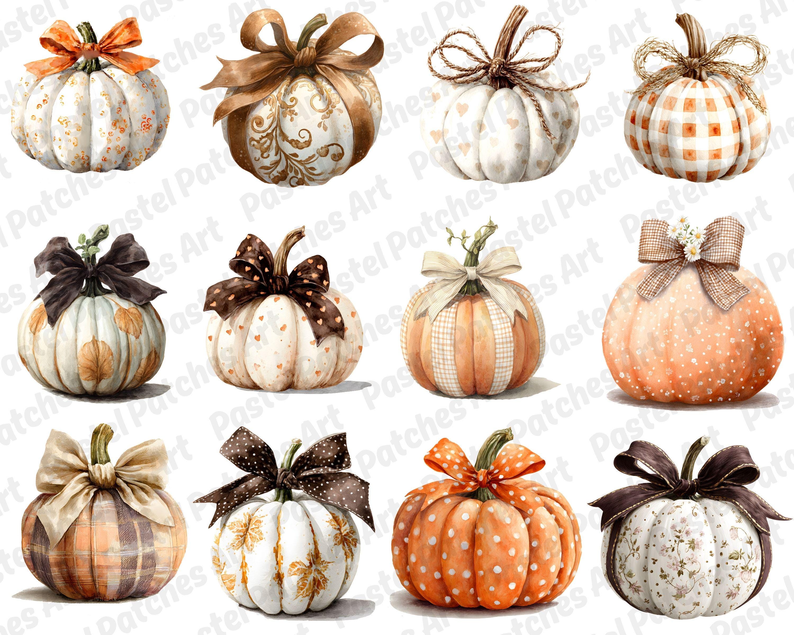 Pumpkin Clipart Bundle, Watercolor Fall PNG, Autumn Sublimation for ...