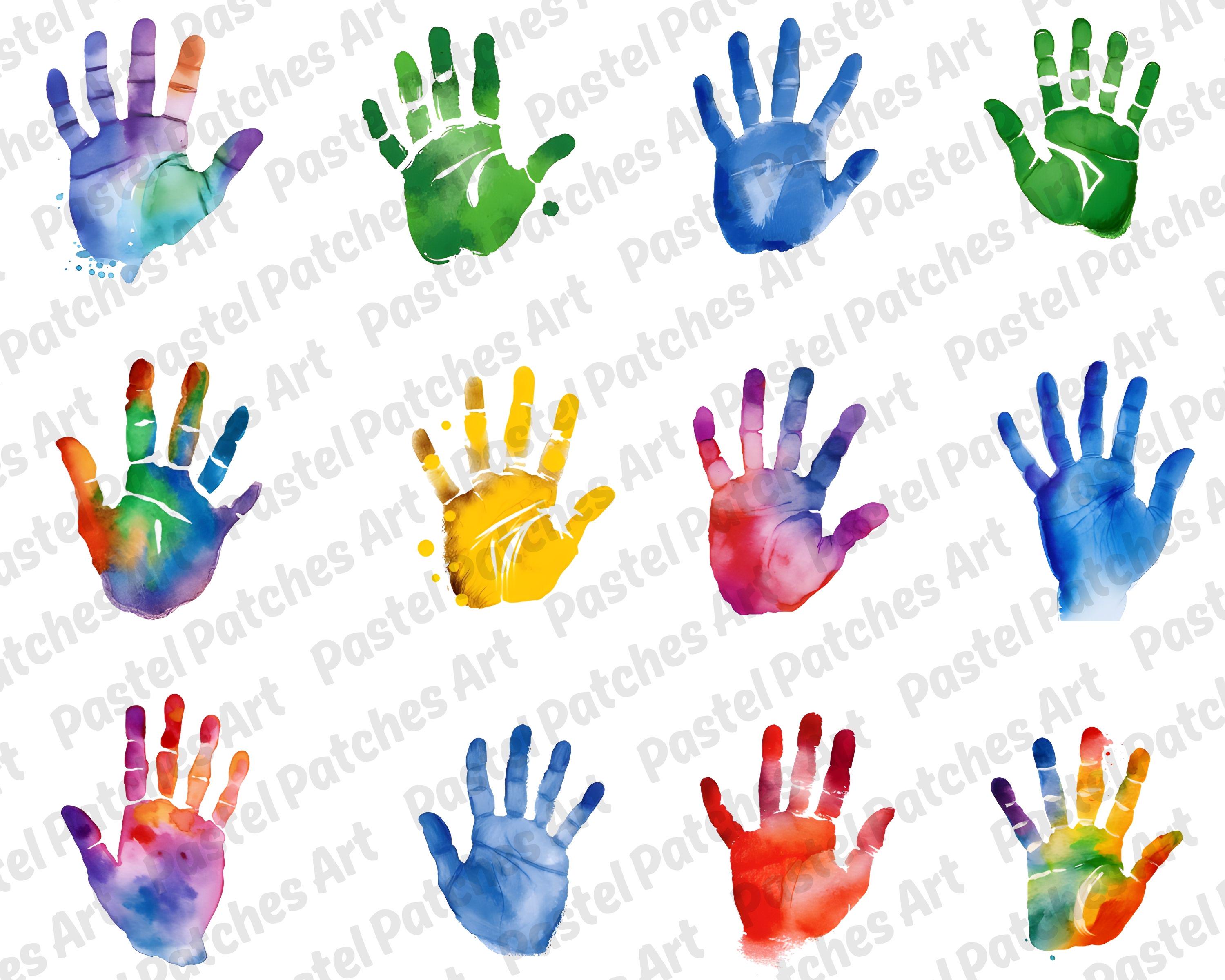 Watercolor Handprint Clipart, Painted Hand Prints, Kids Handprints PNG ...
