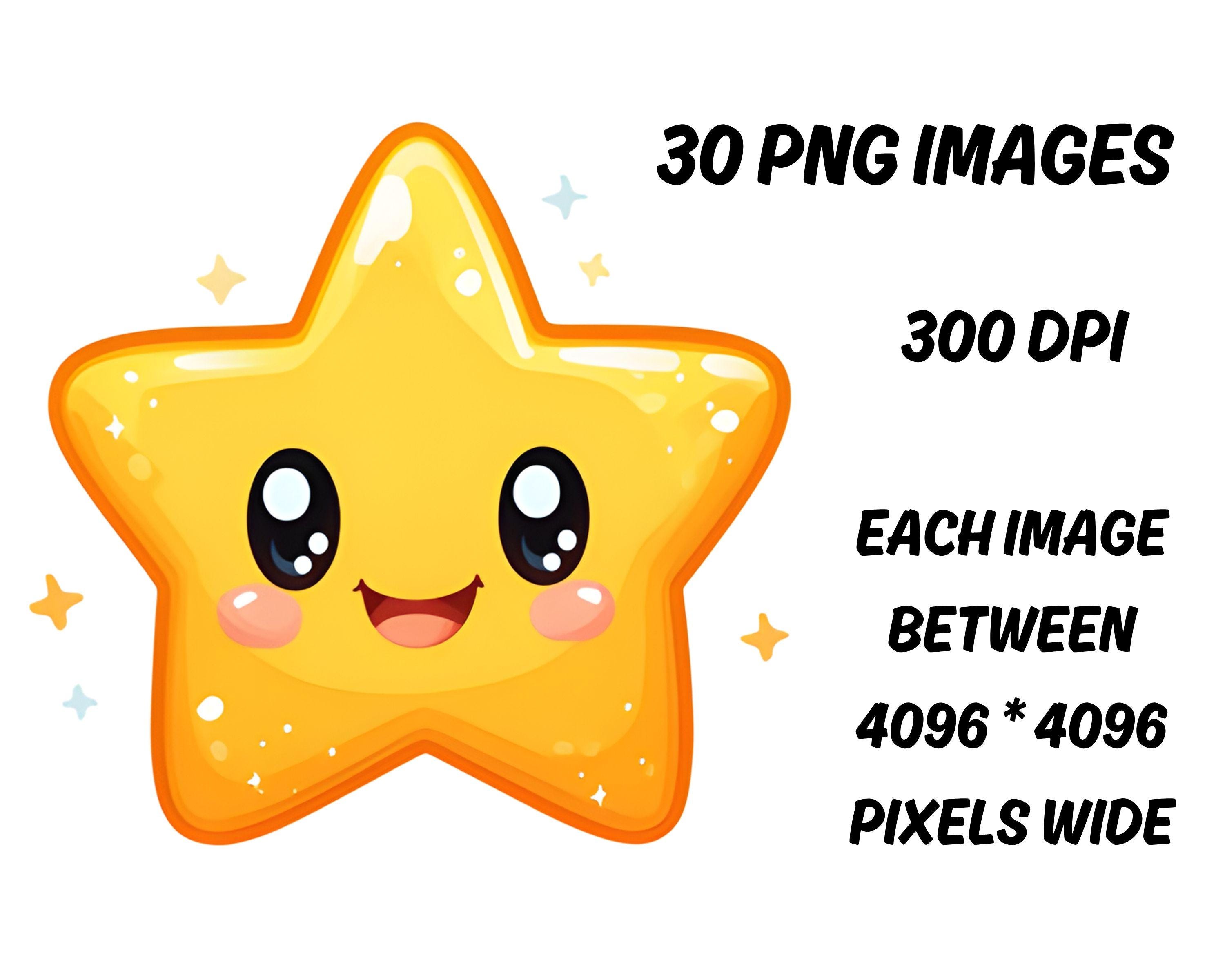 Kawaii Sky Elements Clipart Bundle, Cute Weather PNG Set, Clouds Stars ...