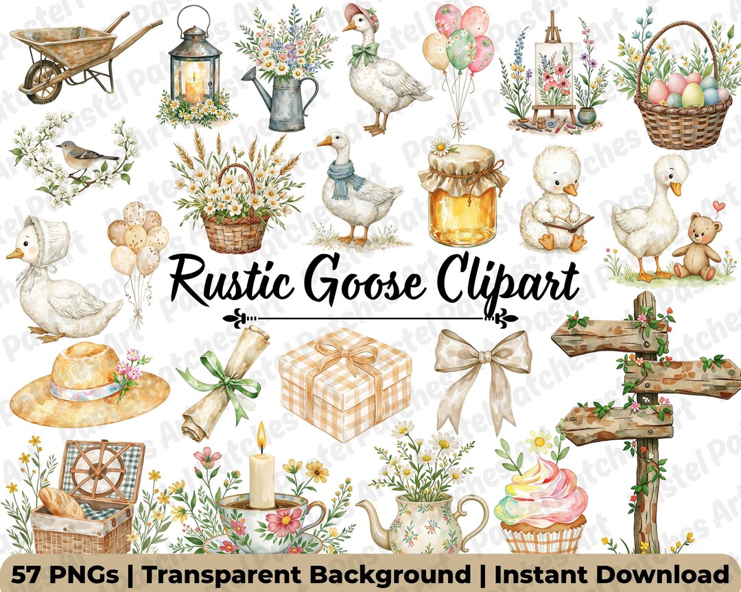 Rustic Goose Clipart Bundle | Silly Goose PNG for Farmhouse Decor ...