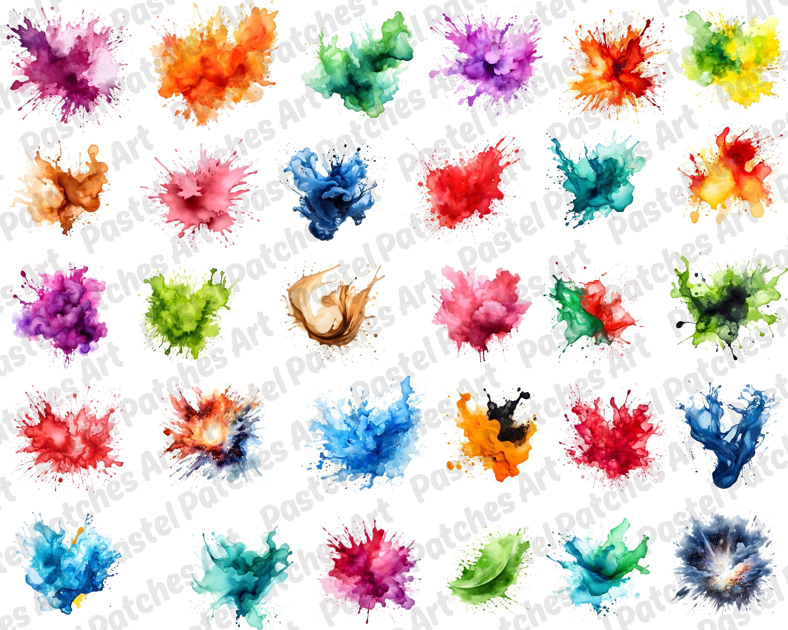 Watercolor Color Splash Clipart, 265+ Paint Splatter Clipart, Abstract ...