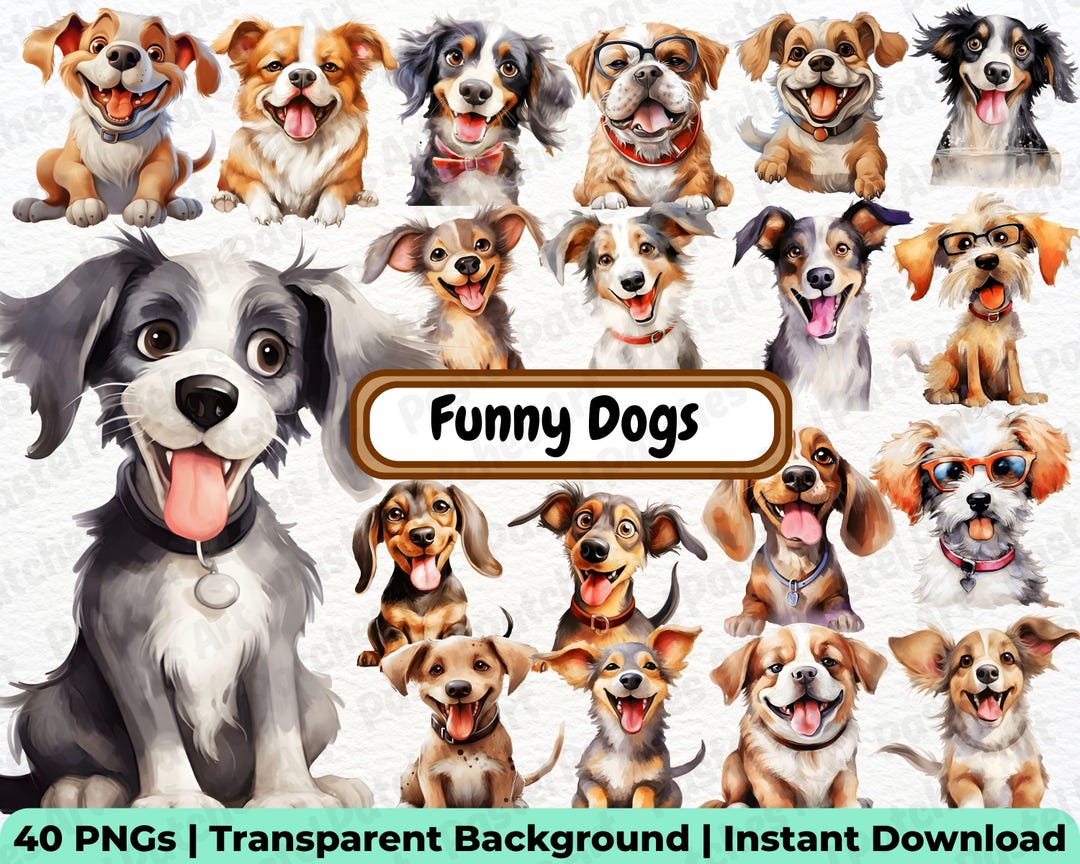 Funny Dog Clipart, Cute Laughing Puppy Graphics, Funny Animal Clipart ...