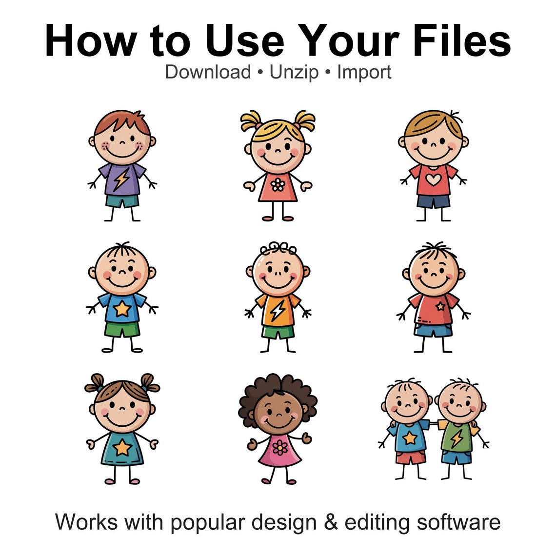 12 Stick Figure Clipart PNG Bundle | Simple Classroom & Craft Stick ...