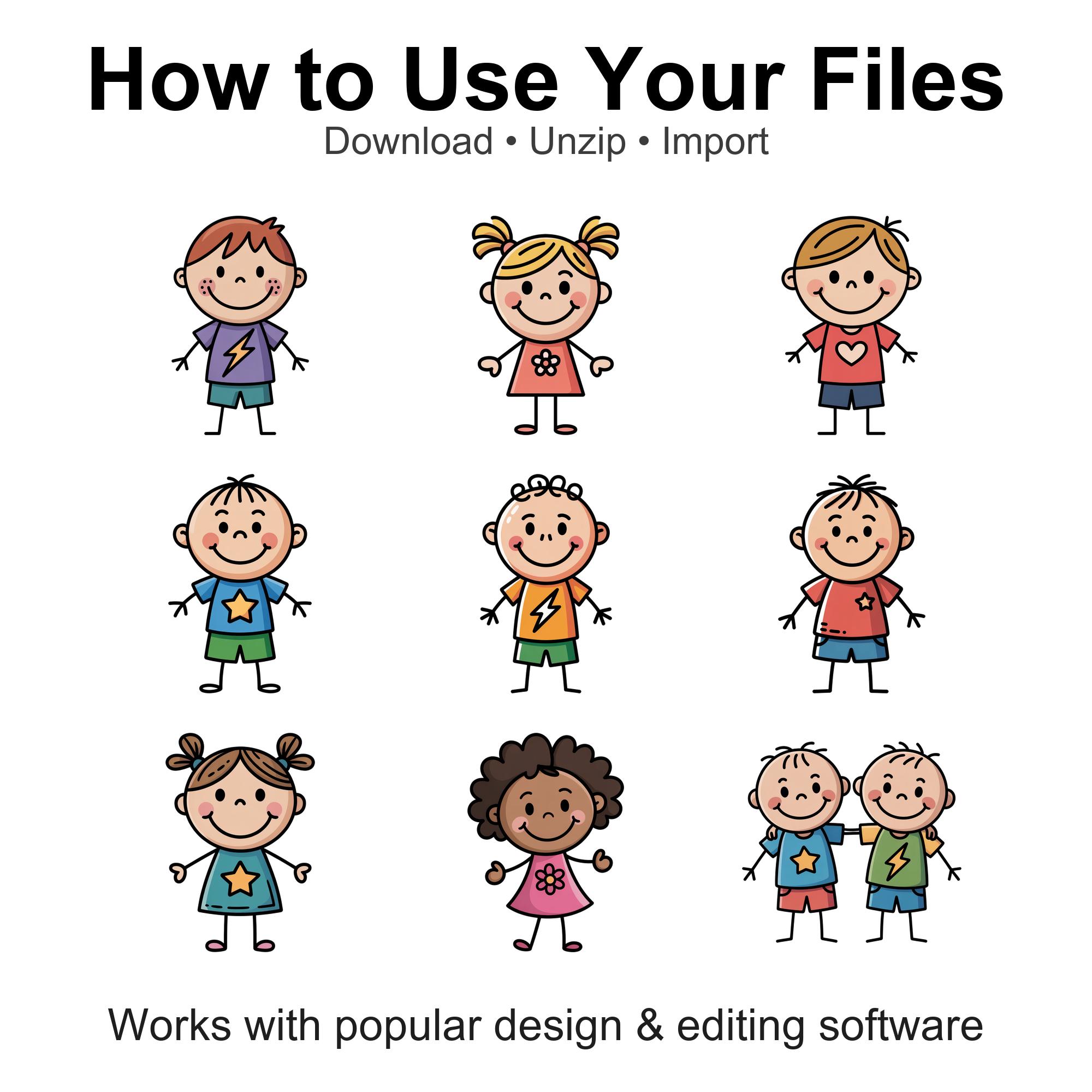 Stick Figure Clipart PNG Bundle, Simple Classroom & Craft Stick Figures ...