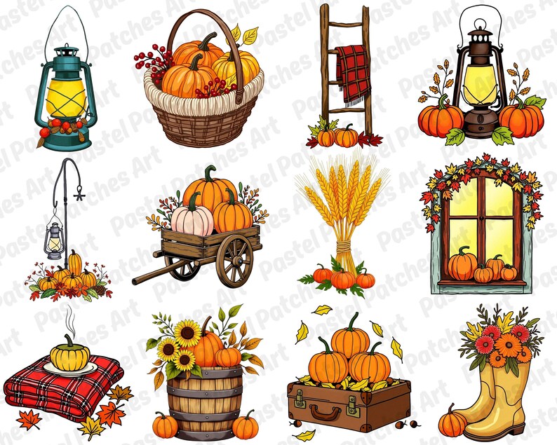 Cozy Autumn Clipart Bundle | Fall Autumn Clipart Pngs, Watercolor ...