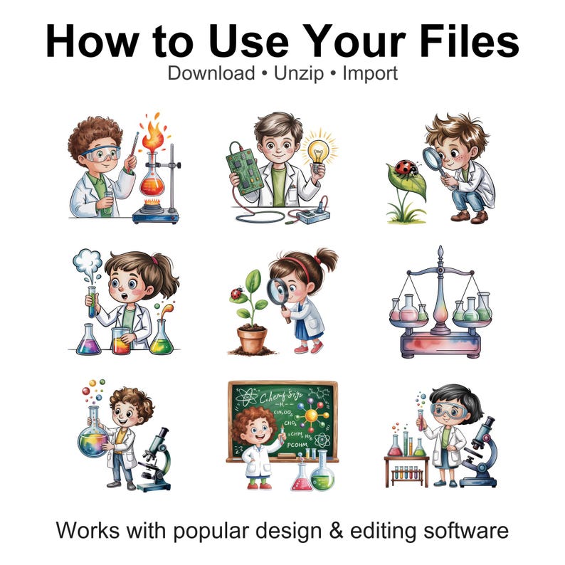 Watercolor Science Clipart Bundle for Kids | 12 Cute STEM Classroom ...