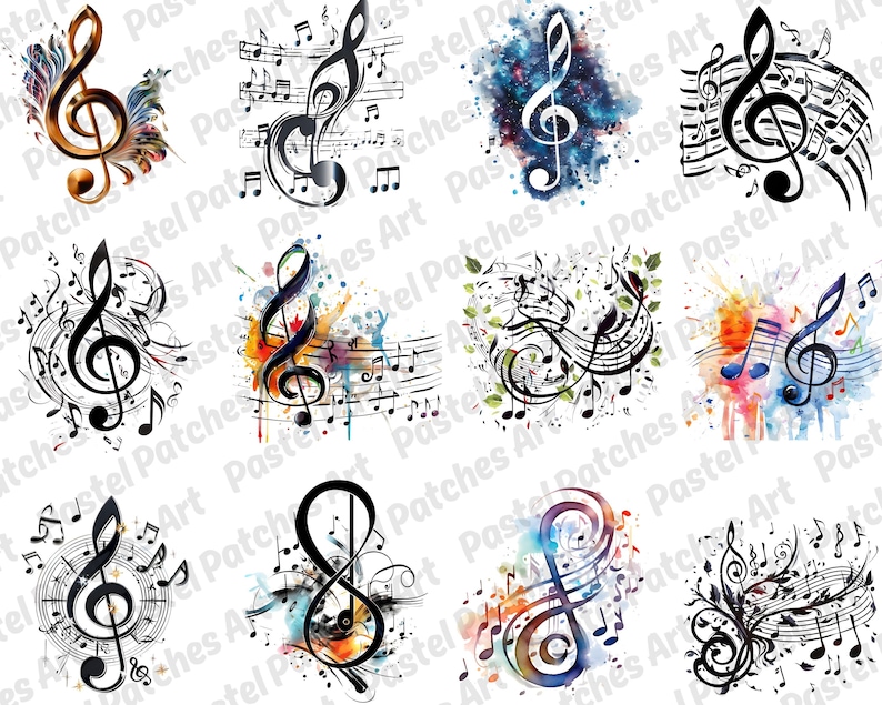 Musical Notes Clipart, Abstract Music Symbols, Music Illustrations ...