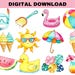 Vibrant Summer Party Clipart | Watercolor Pool & Beach Clip Art Bundle ...