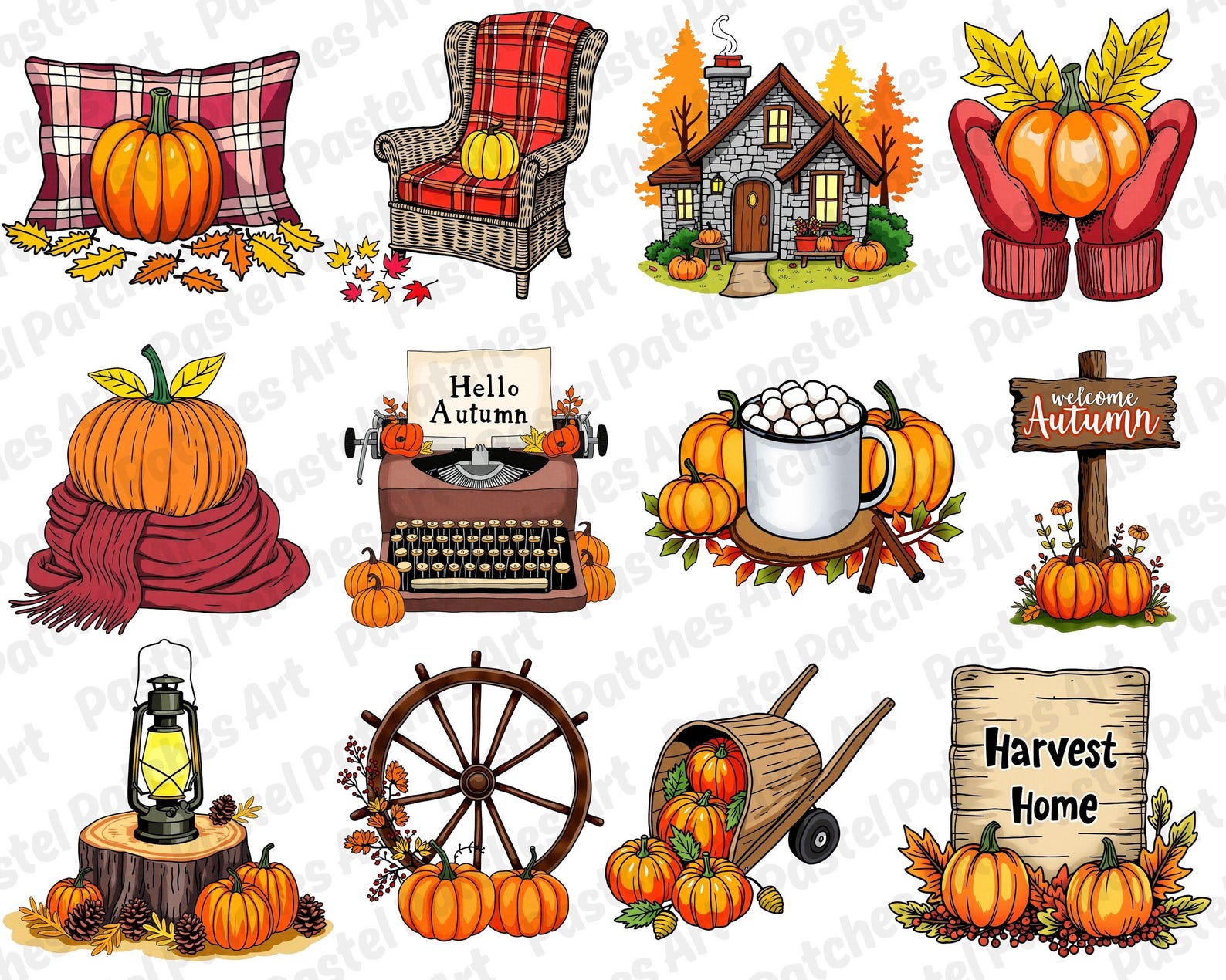 Cozy Autumn Clipart Bundle | Fall Autumn Clipart Pngs, Watercolor ...