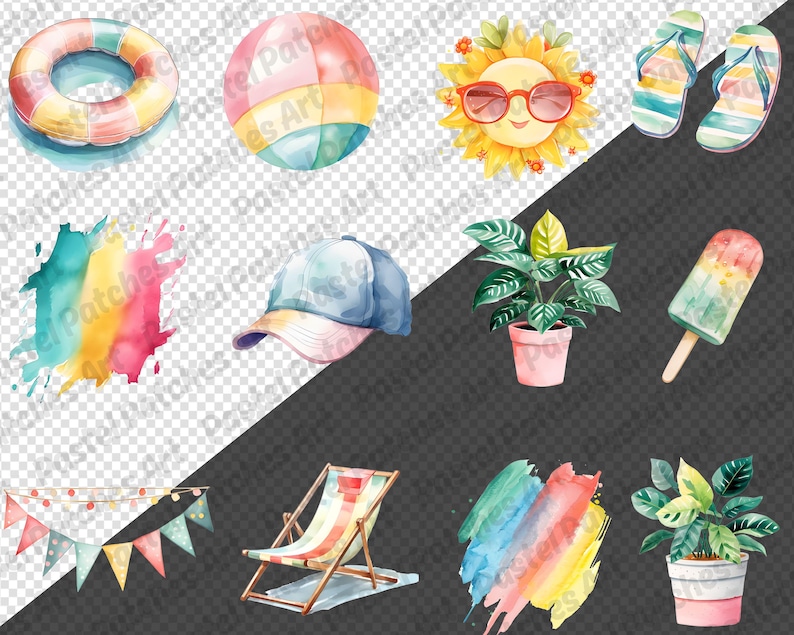 Summer Clipart, Hello Summer, Summer Vibes Png, Summer Beach Watercolor ...