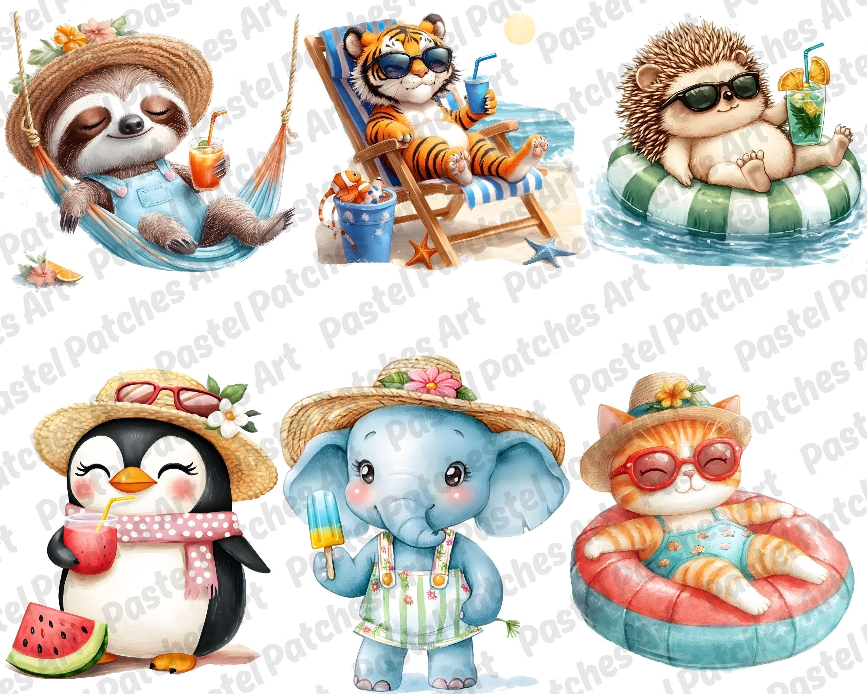 29 Summer Animals PNG Clipart – Cute Beach and Pool Party Graphics for ...