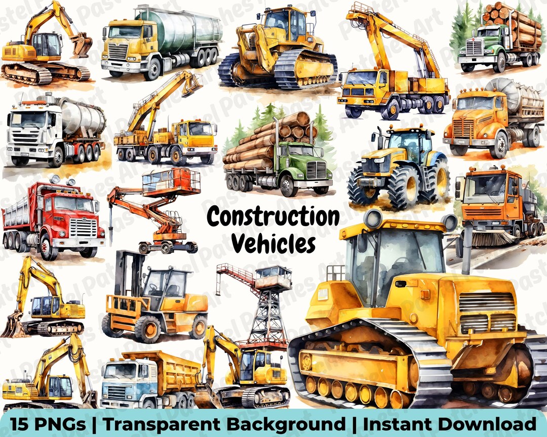 Construction Vehicles Clipart, Yellow Bulldozer Clipart, Dump Truck ...