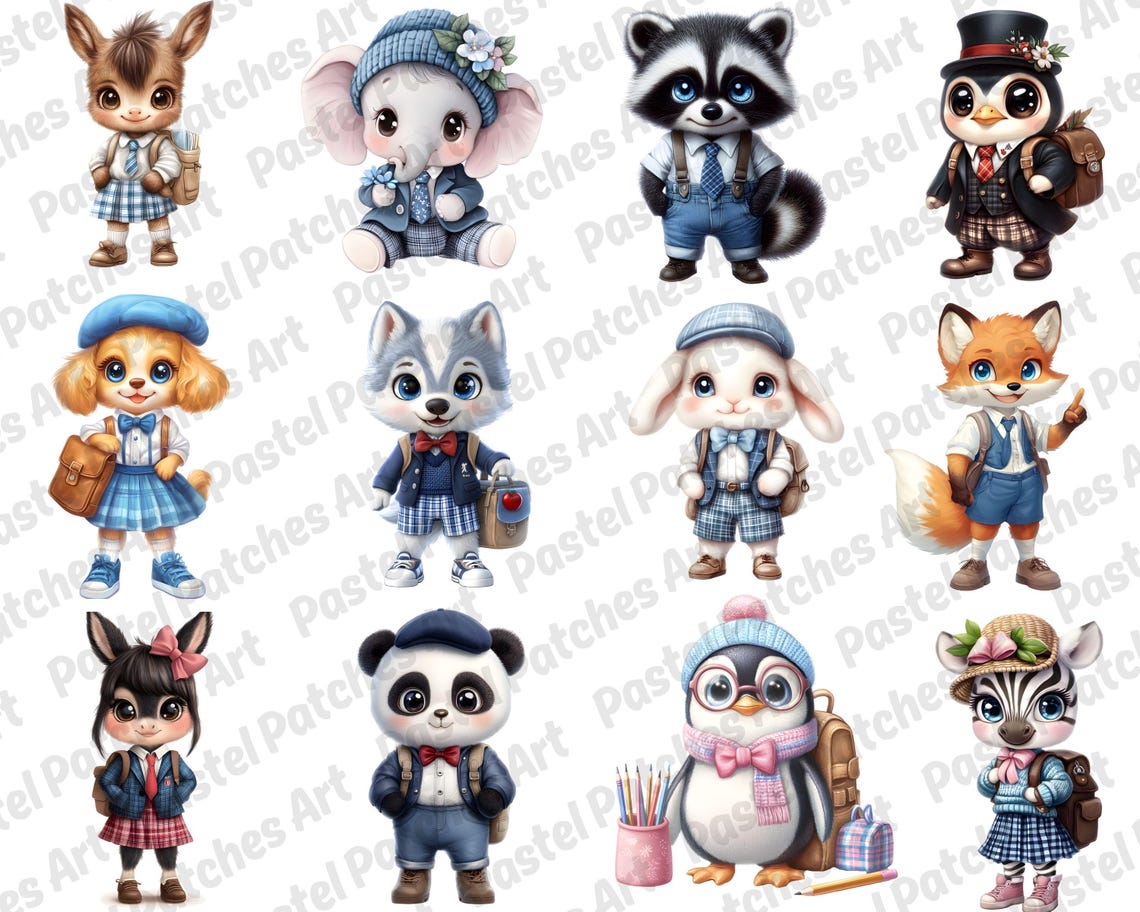 School Animal Clipart, Baby School Farm Animals Clipart, Classroom ...