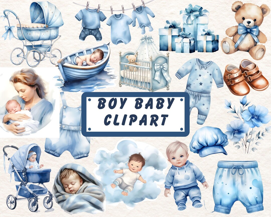 Watercolor Baby Boy Clipart - Baby Shower Decorations | Newborn Baby ...