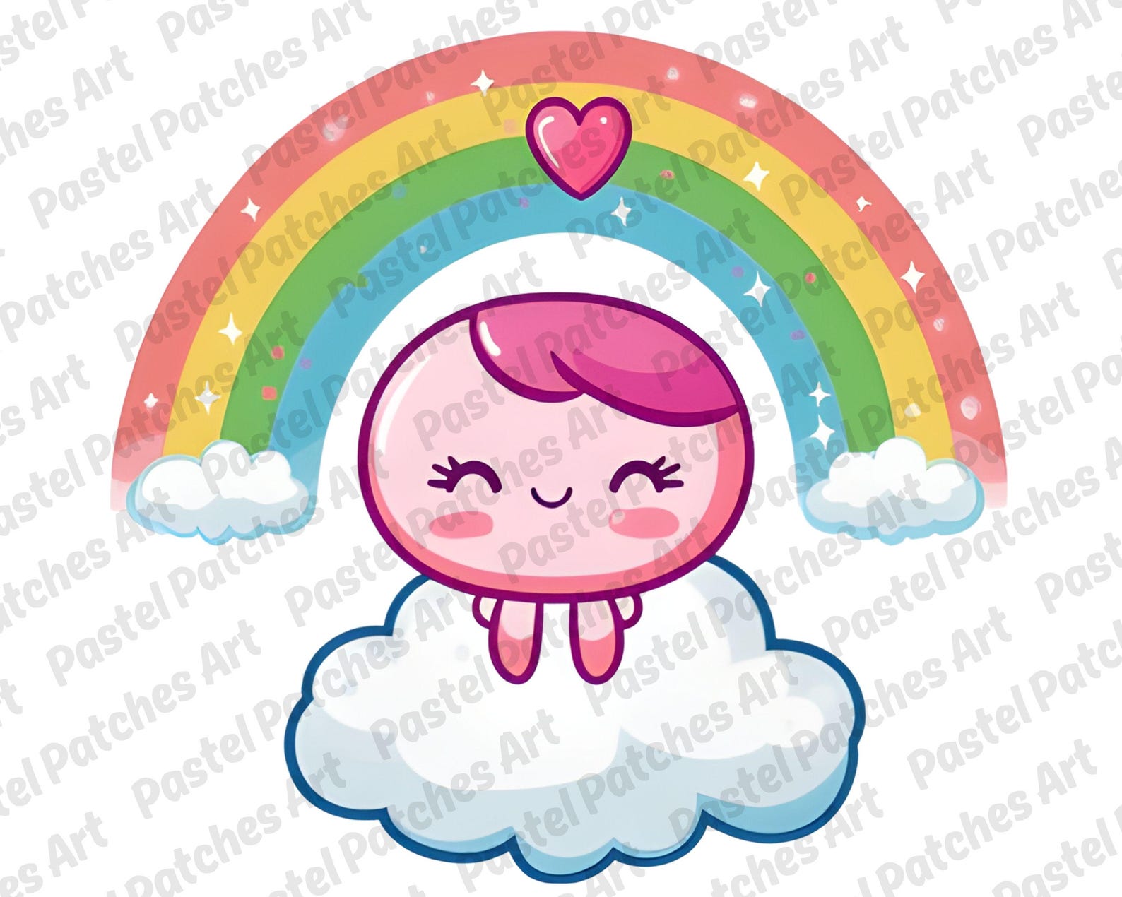 Kawaii Sky Elements Clipart Bundle, Cute Weather PNG Set, Clouds Stars ...