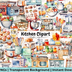 Kitchen Clipart, 200+ Cooking PNG, Rustic Cooking Clipart, Baking ...