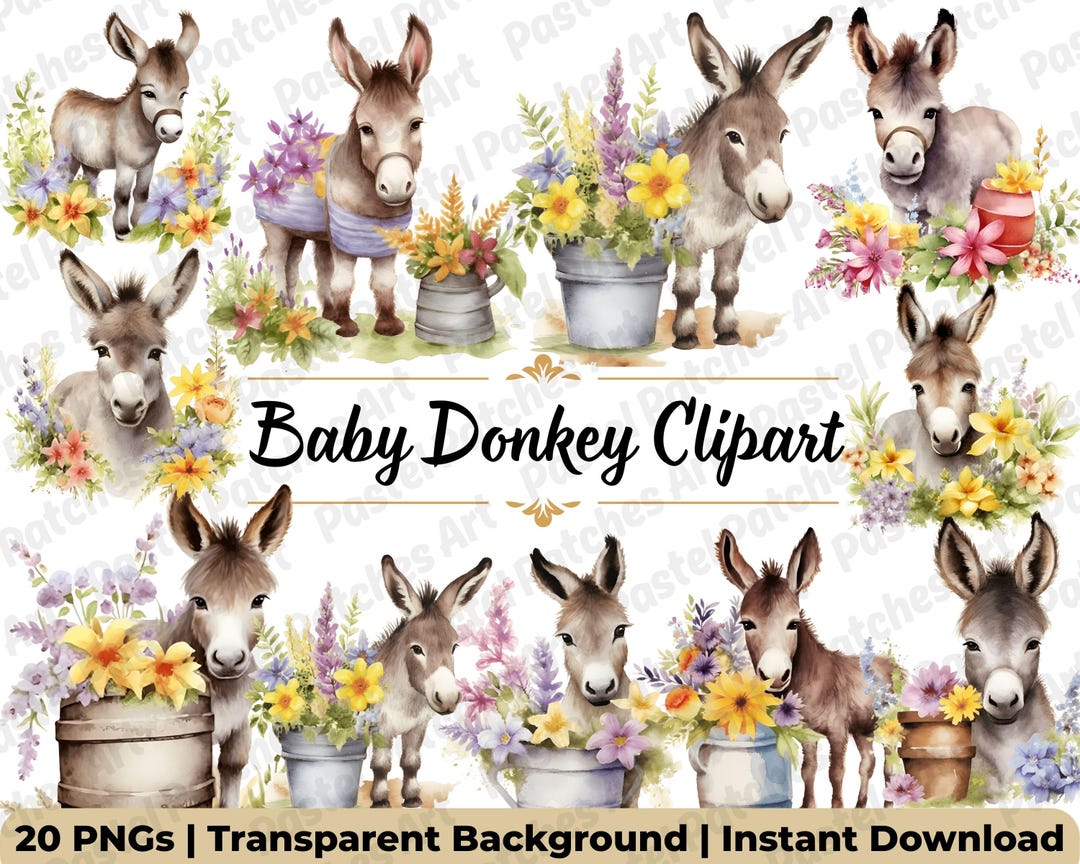 Donkey Clipart Collection | Cute & Funny Donkey Designs for Crafts ...