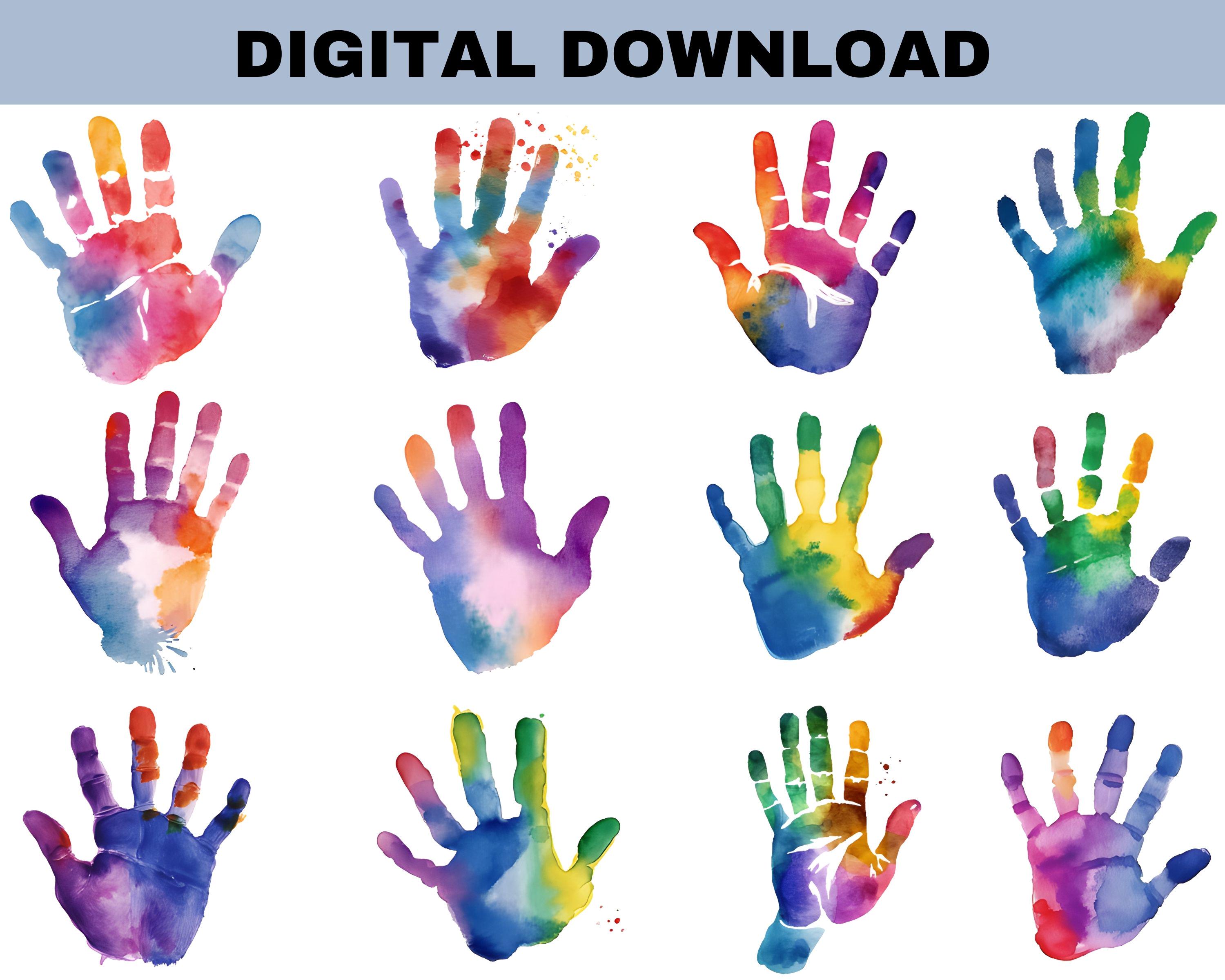 Watercolor Handprint Clipart, Painted Hand Prints, Kids Handprints PNG ...