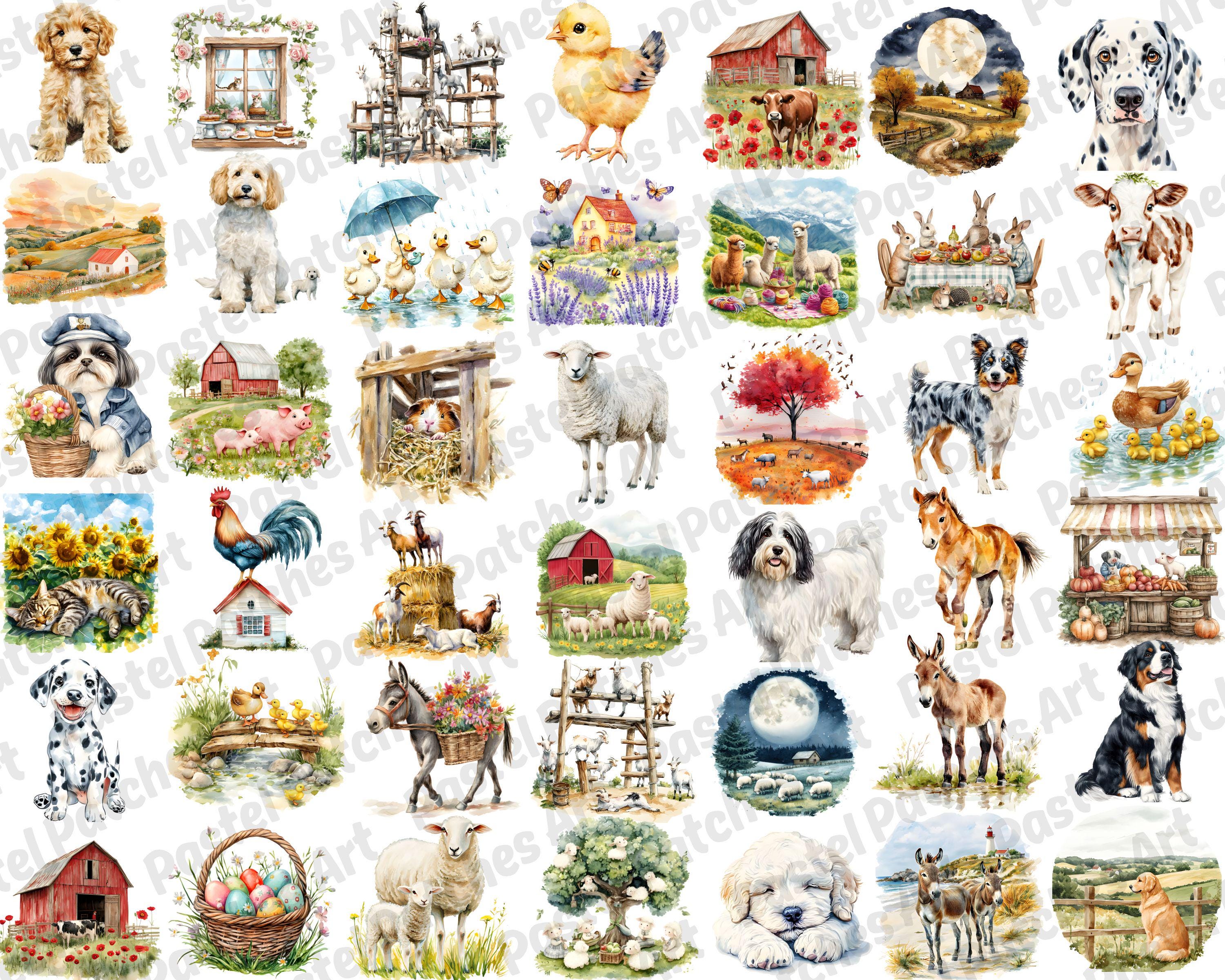 Farm Animals Clipart Bundle, Cute Baby Animals, Nursery Farm Animal Art ...