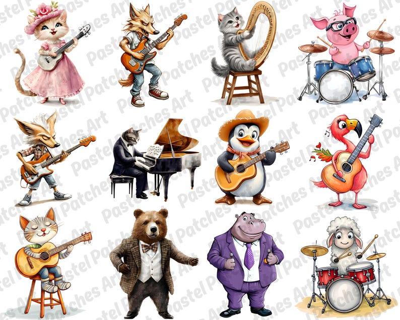 Funny Musical Animals Clipart, Singing Cat PNG, Cute Cat Music Clipart ...