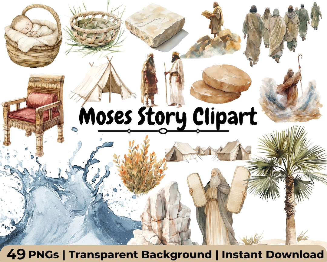 Moses Bible Story Clipart 49 PNG | Christian Bible Jesus Illustration ...
