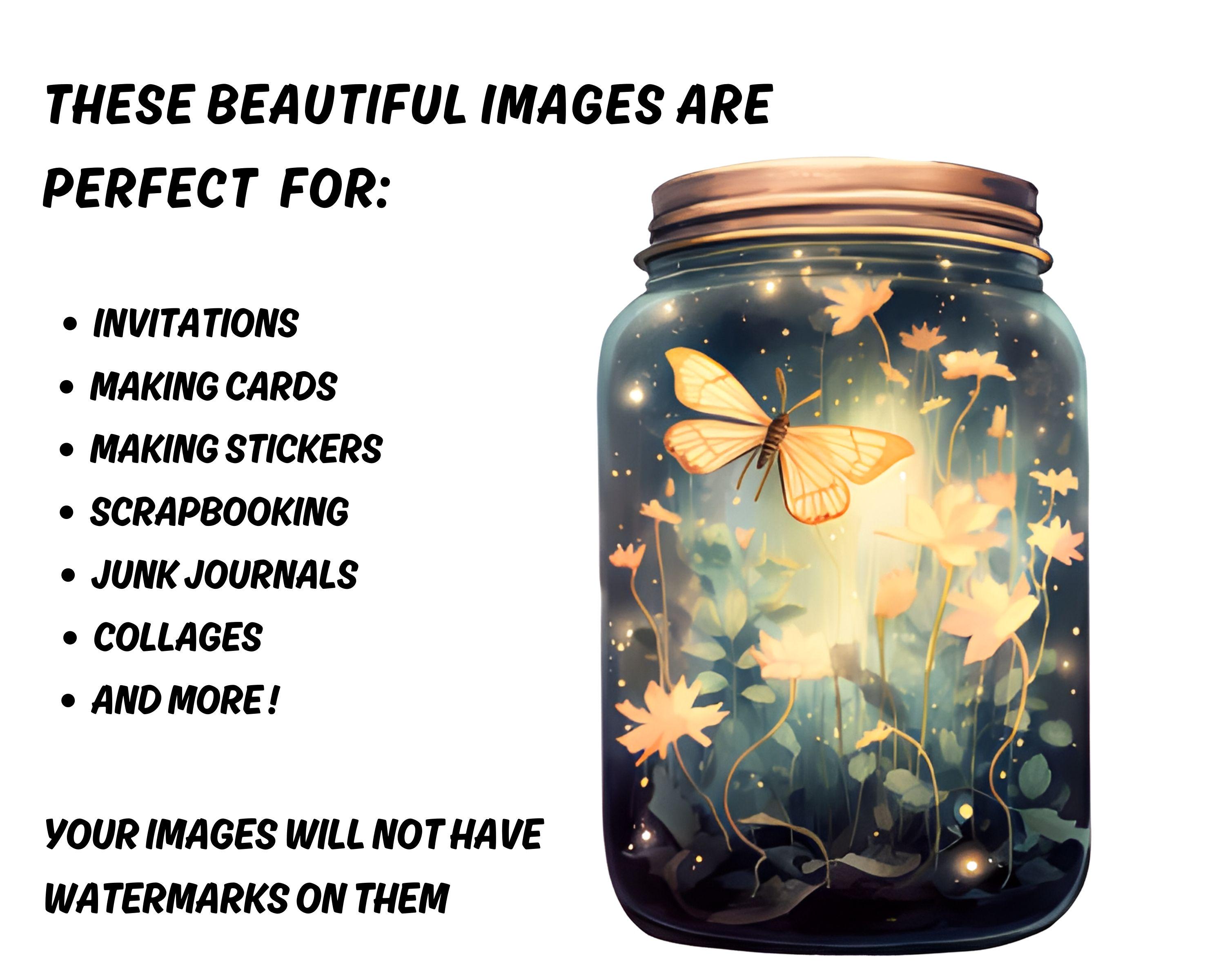 Firefly Clipart Mason Jar PNG, Magical Butterfly Night Sky Graphics ...