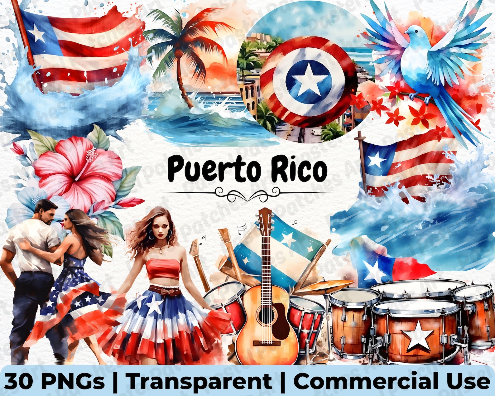 Puerto Rico Clipart - Puerto Rico Flag, Island Clipart, Summer Clipart ...
