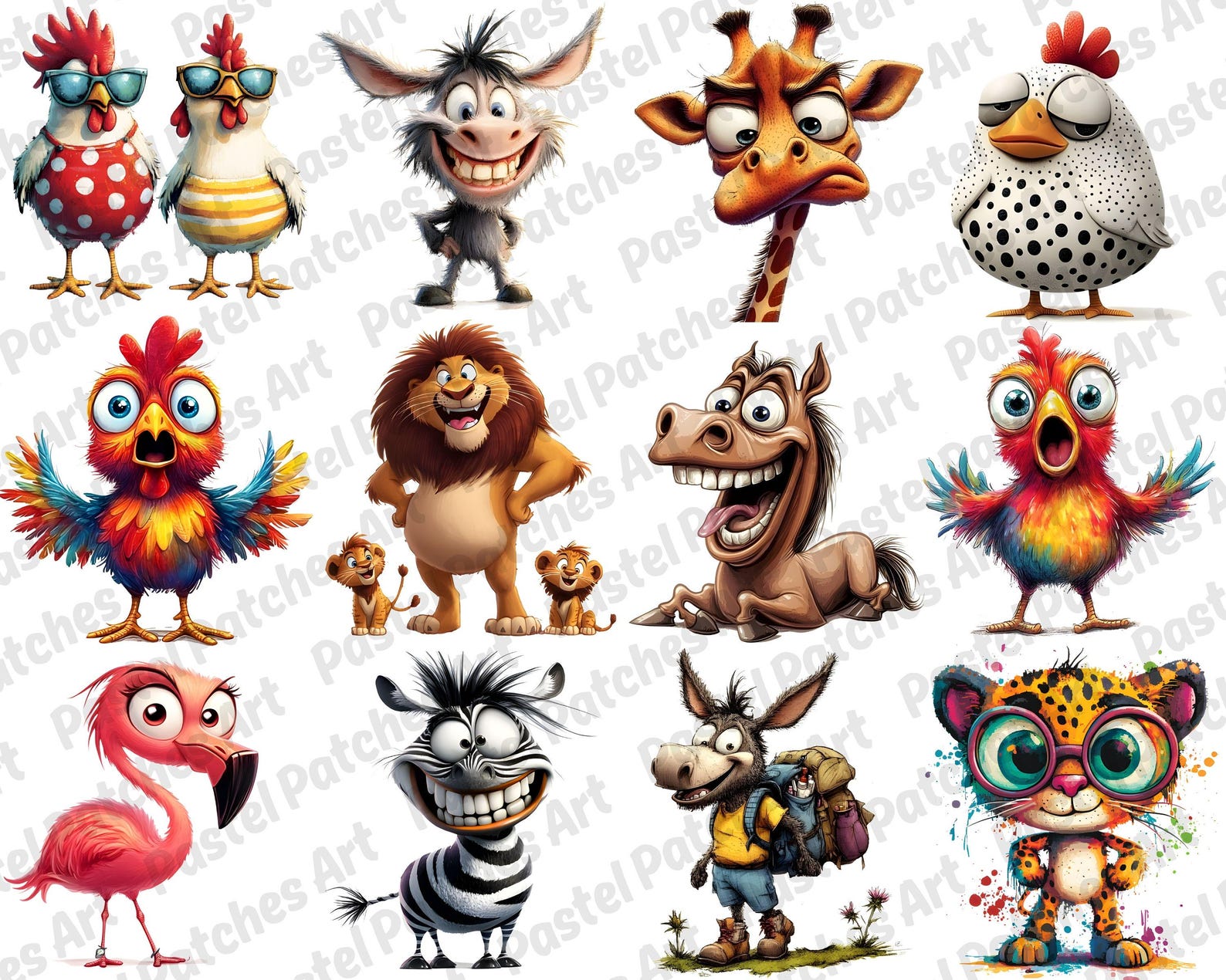 Whimsical Animals Clipart Bundle, Funny Cute Animal, Quirky Animals ...