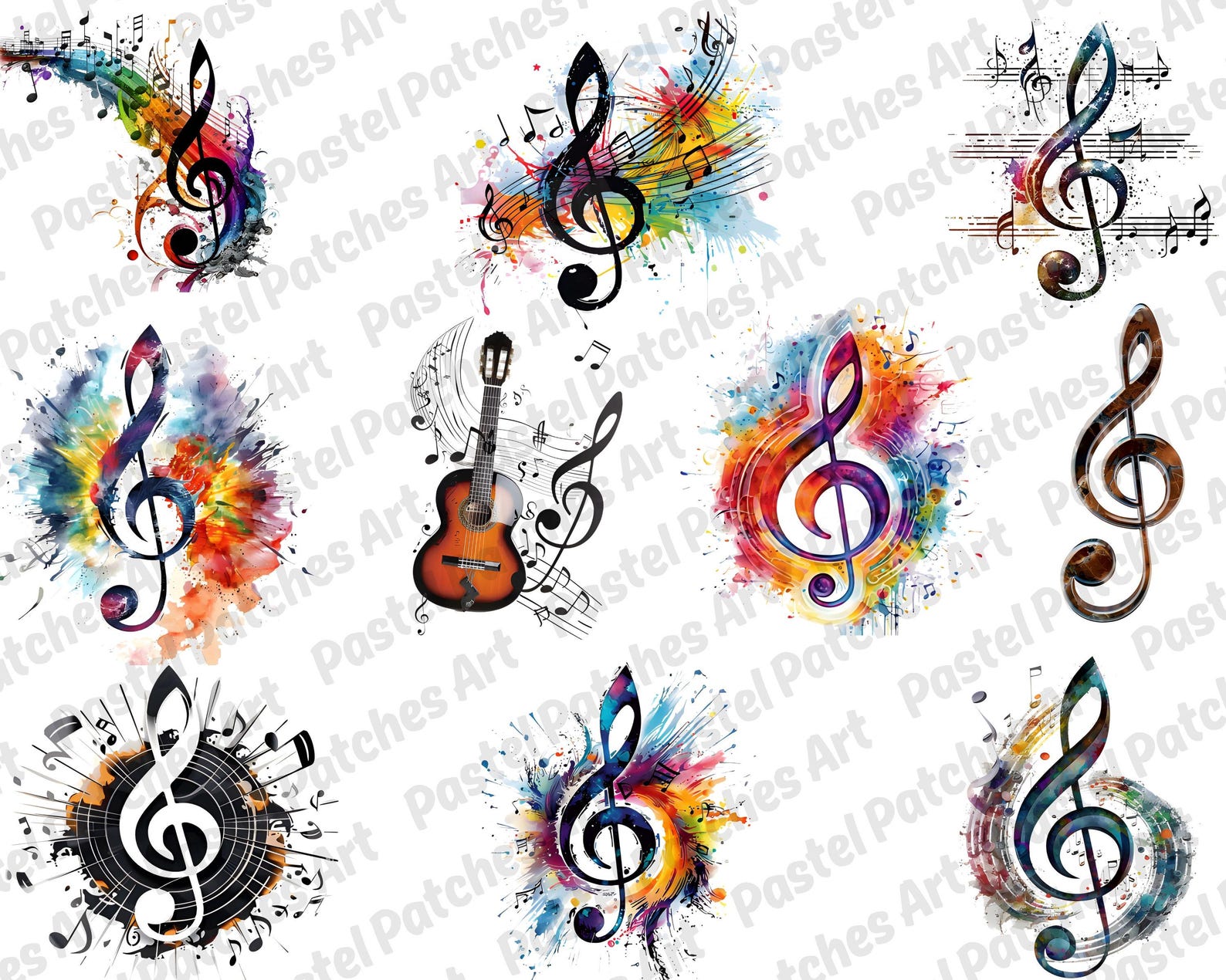 Musical Notes Clipart, Abstract Music Symbols, Music Illustrations ...