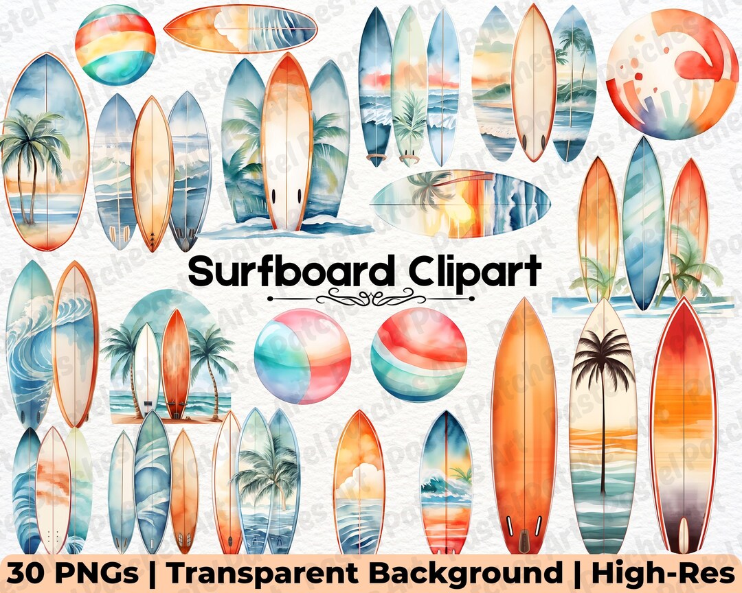 Surfboard Clipart, Surfing Graphics, Surf Clipart, Aloha Surfboard Art ...