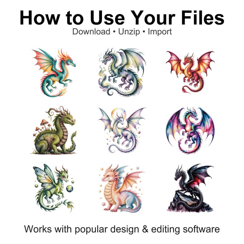 35+ Fantasy Dragons Clipart Bundle • Mythical Dragon PNG • Magical ...