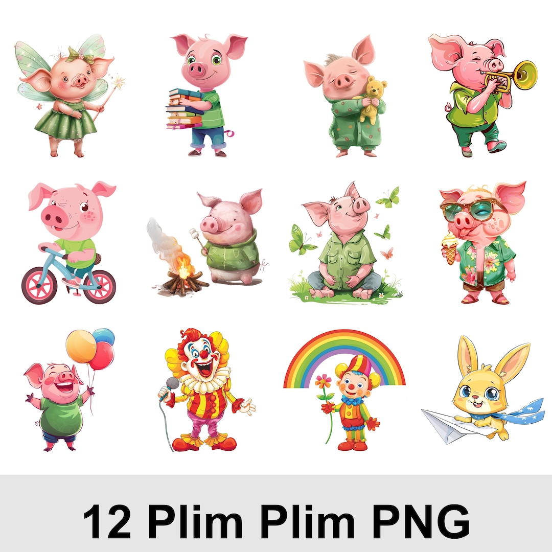 Plim Plim Clipart Bundle | 12 Cute Clown PNG Files • Kids Character ...