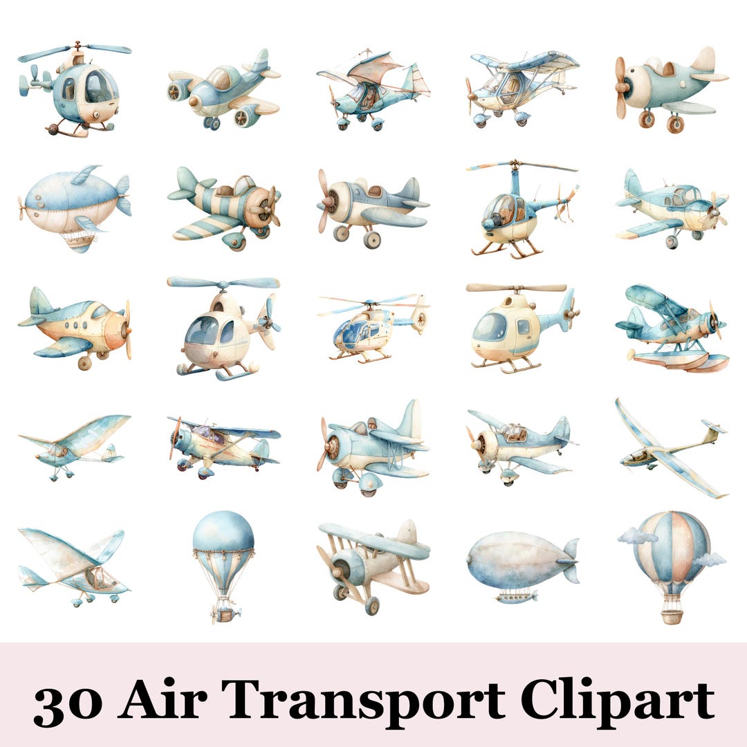Air Transport Watercolor Clipart PNG, Watercolor Airplane & Helicopter ...