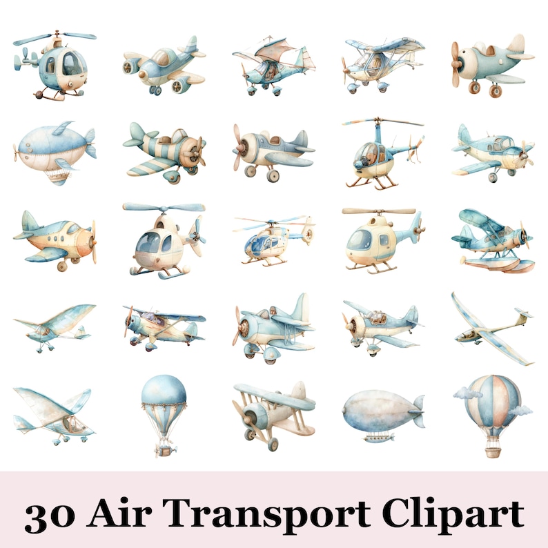 Air Transport Watercolor Clipart PNG, Watercolor Airplane & Helicopter ...