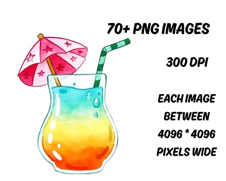 Vibrant Summer Party Clipart | Watercolor Pool & Beach Clip Art Bundle ...