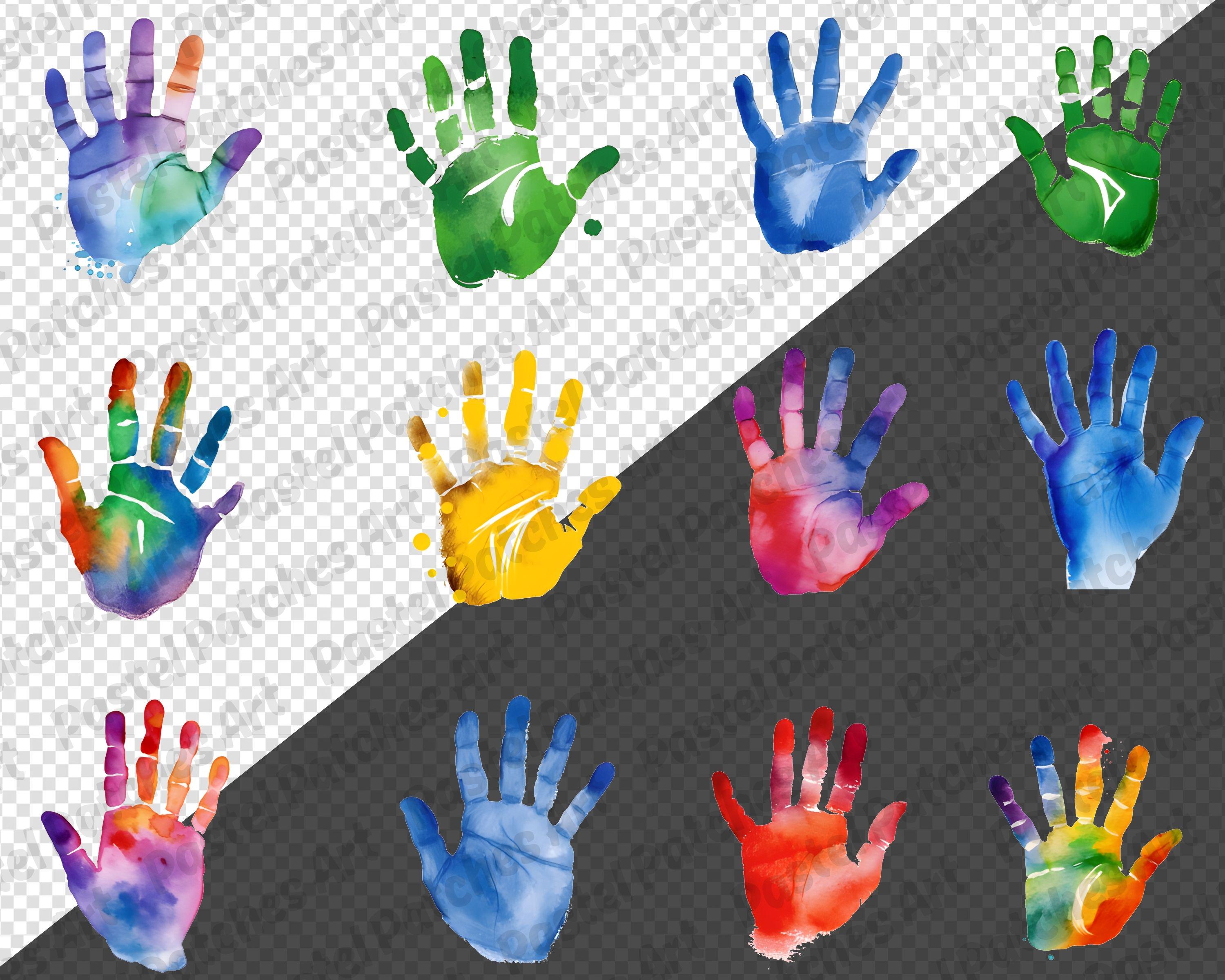 Watercolor Handprint Clipart, Painted Hand Prints, Kids Handprints PNG ...
