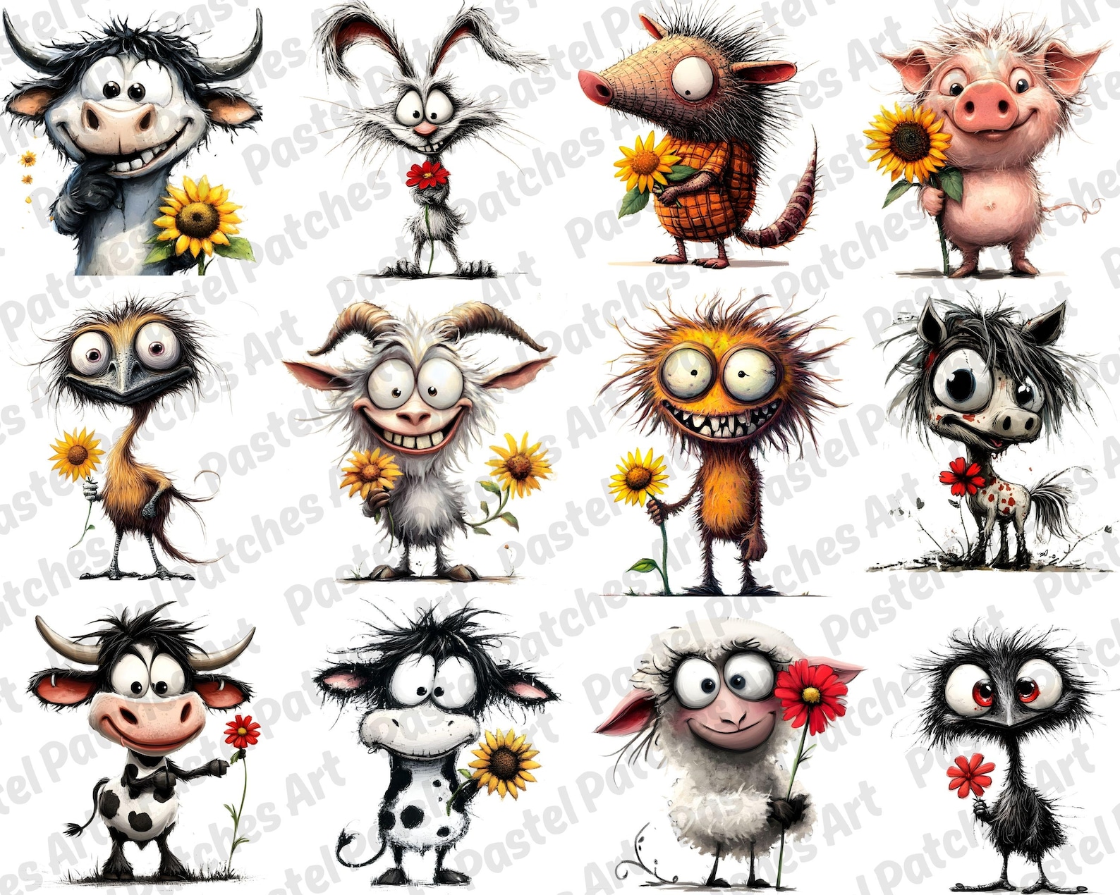 Funny Farm Animals Clipart, Sarcastic Farm Animals Clipart, Quirky Farm ...