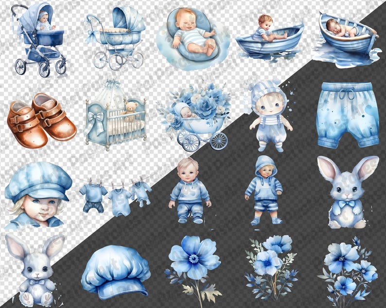 Watercolor Baby Boy Clipart - Baby Shower Decorations | Newborn Baby ...