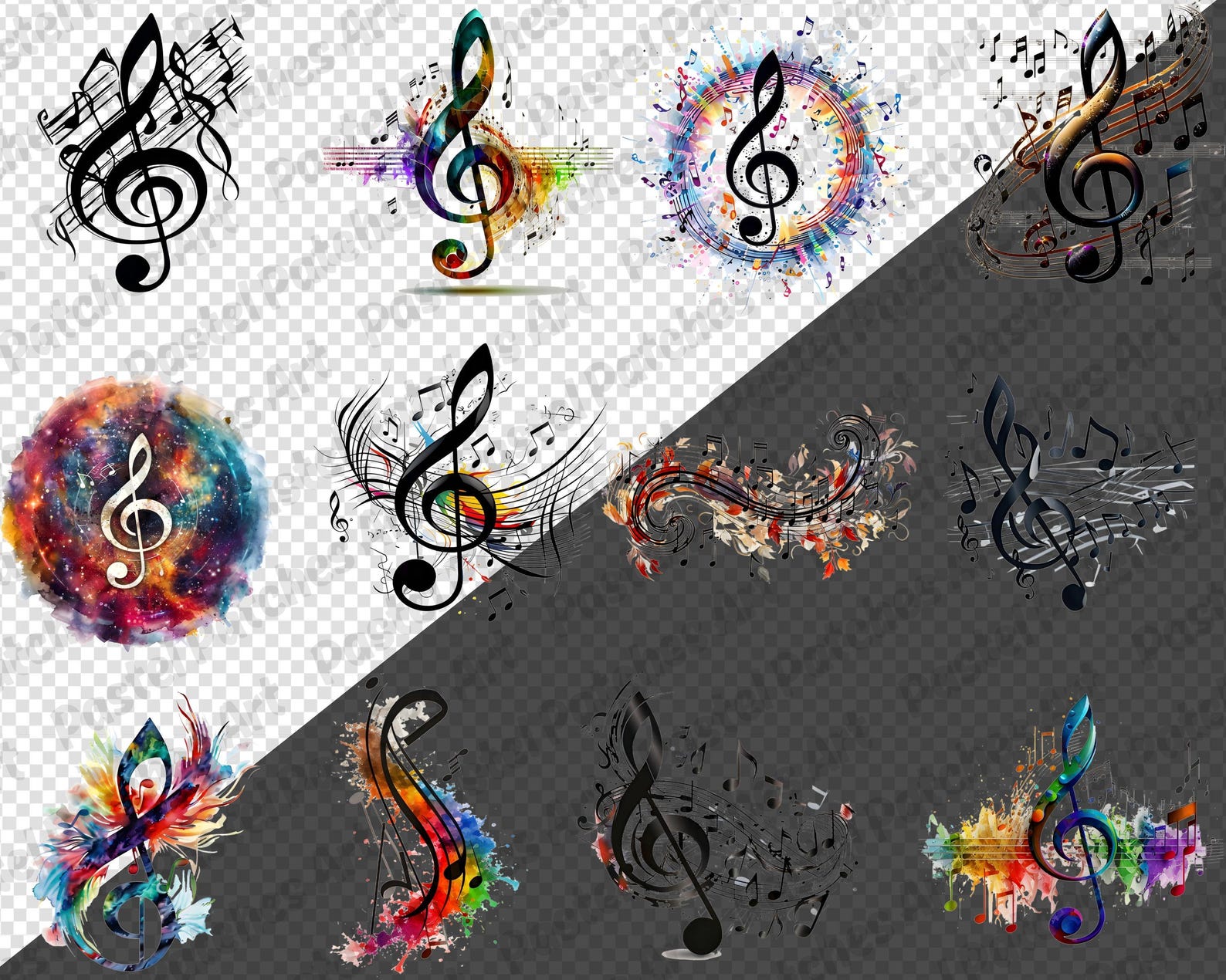 Musical Notes Clipart, Abstract Music Symbols, Music Illustrations ...