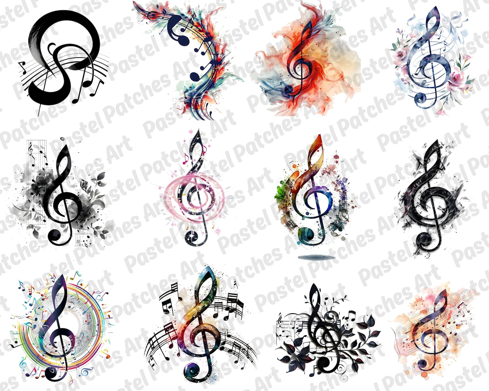 Musical Notes Clipart, Abstract Music Symbols, Music Illustrations ...