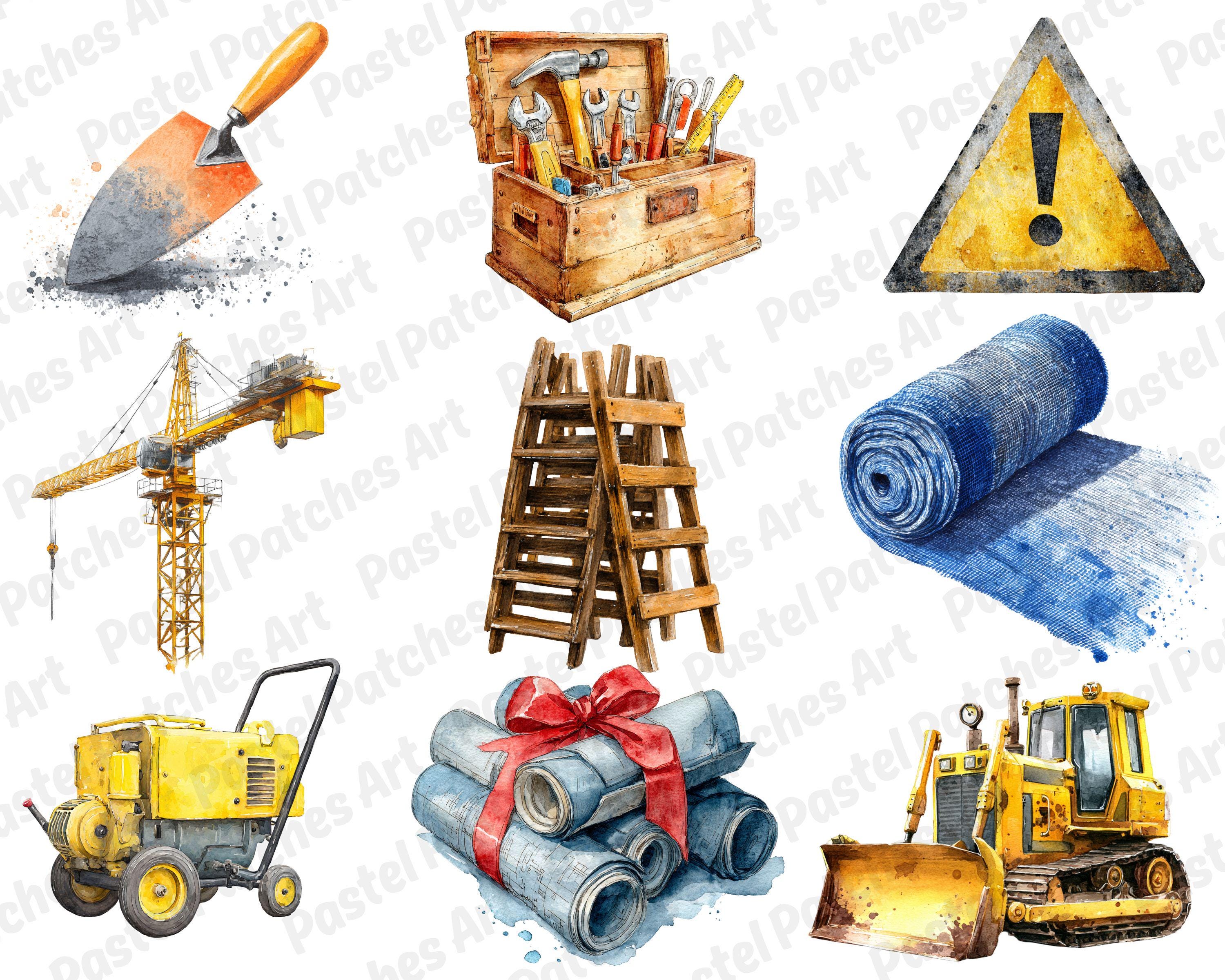 Construction PNG Clipart – 55 Watercolor Elements | Pastel Construction ...