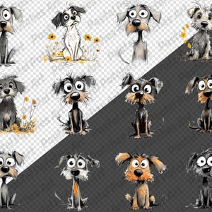 Crazy Dogs Clipart, Funny Dog Clipart, Whimsical Dog Png, Watercolor ...