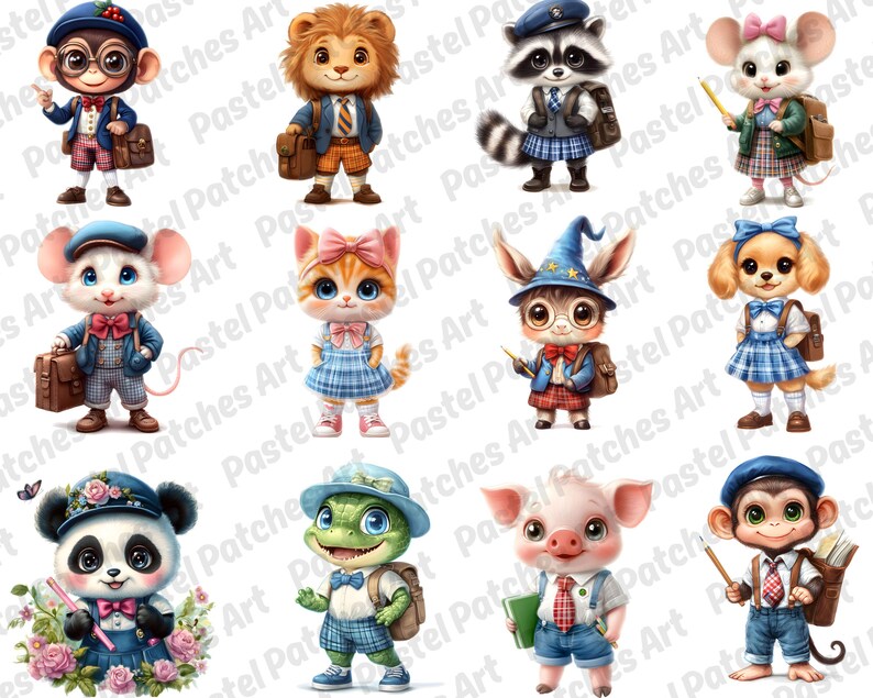 School Animal Clipart, Baby School Farm Animals Clipart, Classroom ...