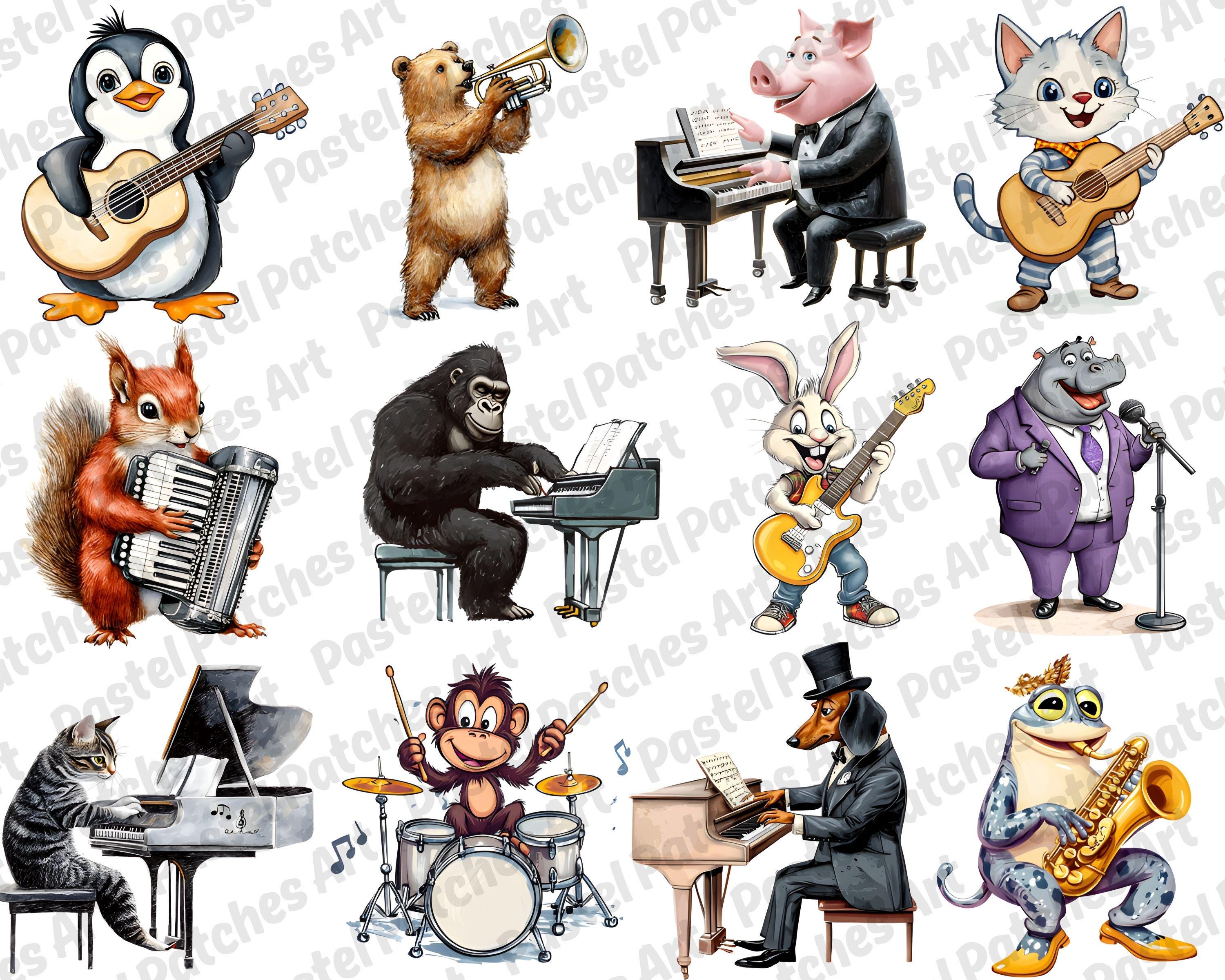 Funny Musical Animals Clipart, Singing Cat PNG, Cute Cat Music Clipart ...