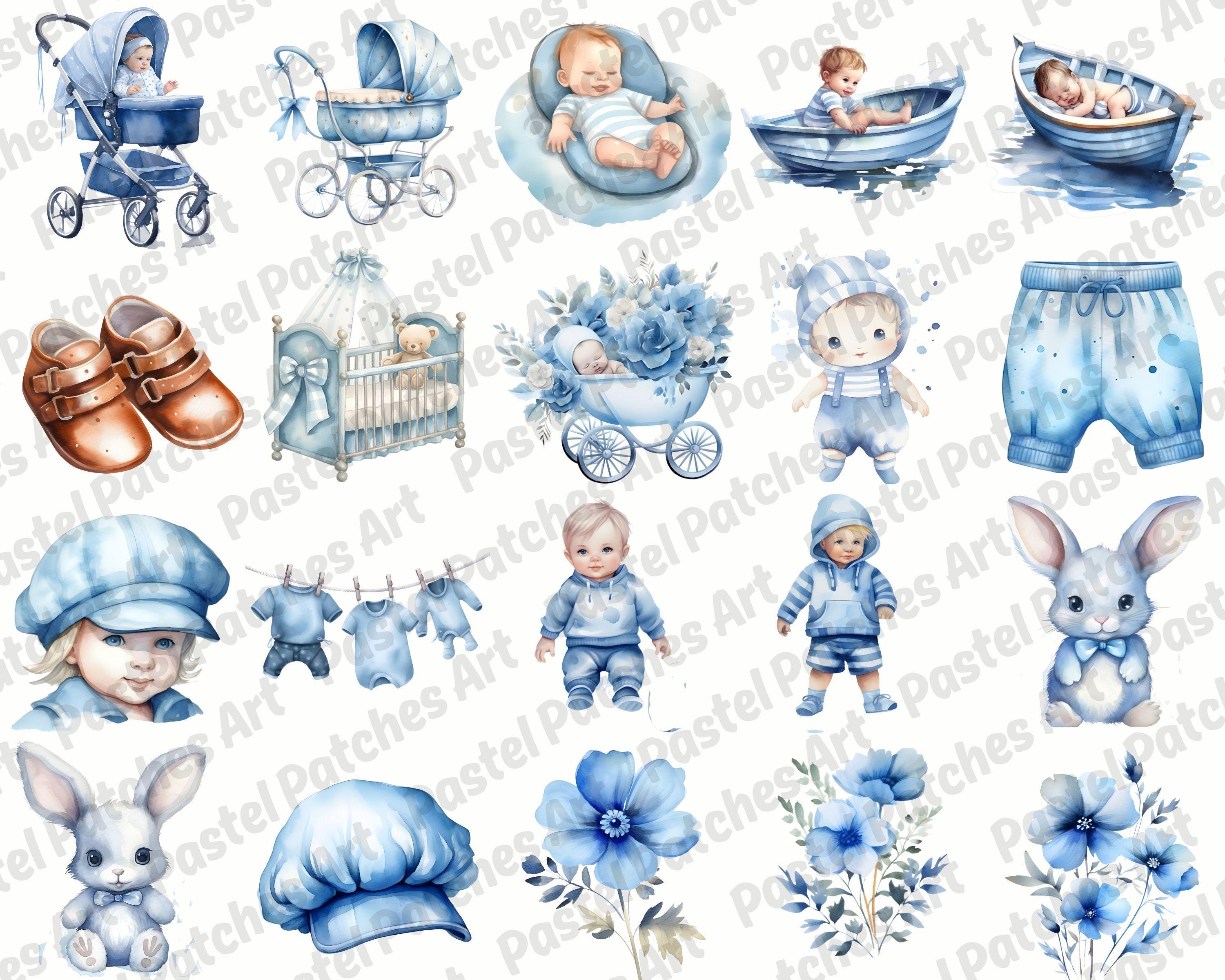 Watercolor Baby Boy Clipart | Newborn Nursery Art & Baby Shower ...