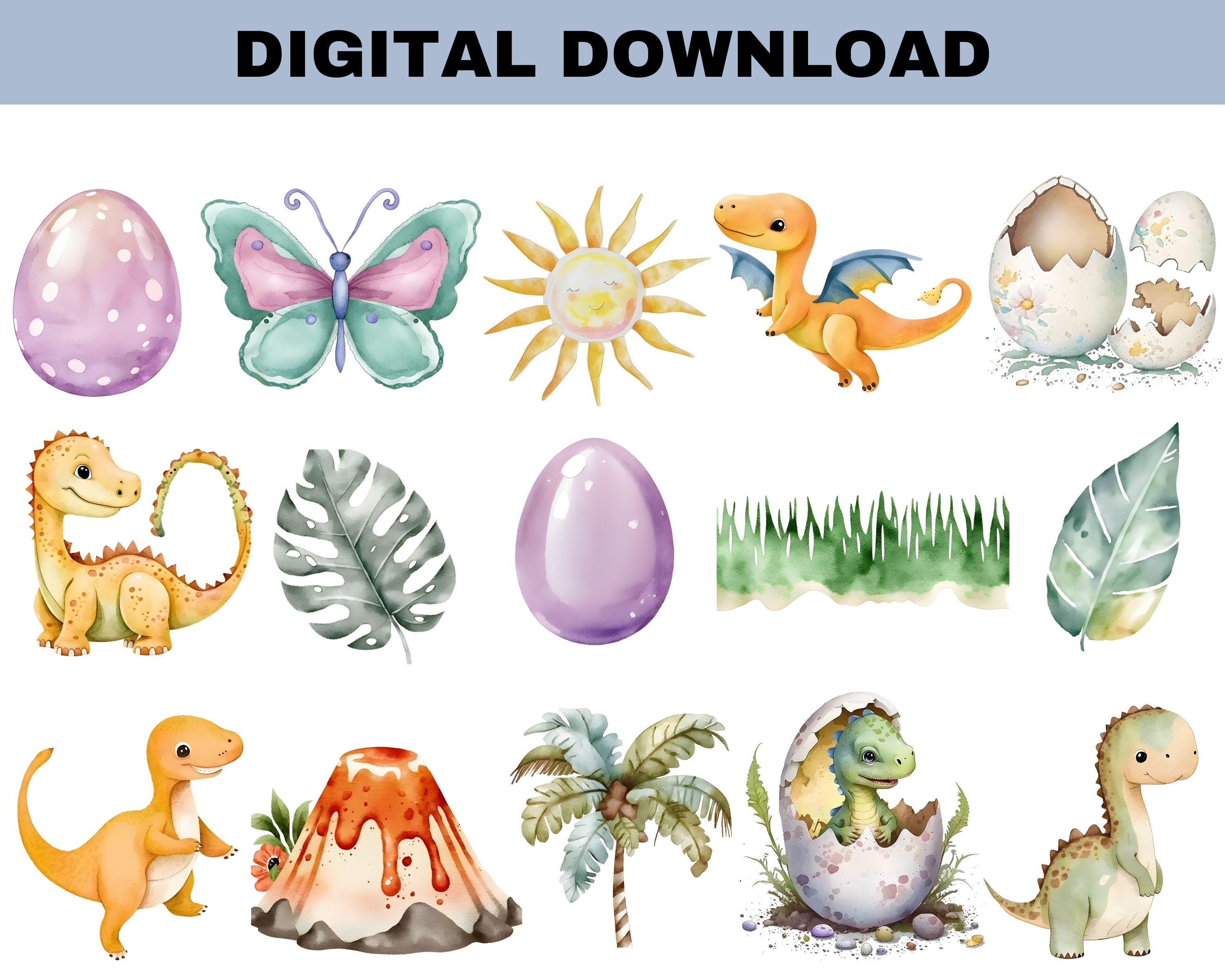 Watercolor Dinosaur Clipart PNG, Baby Boy Nursery Decor, Dinosaur ...