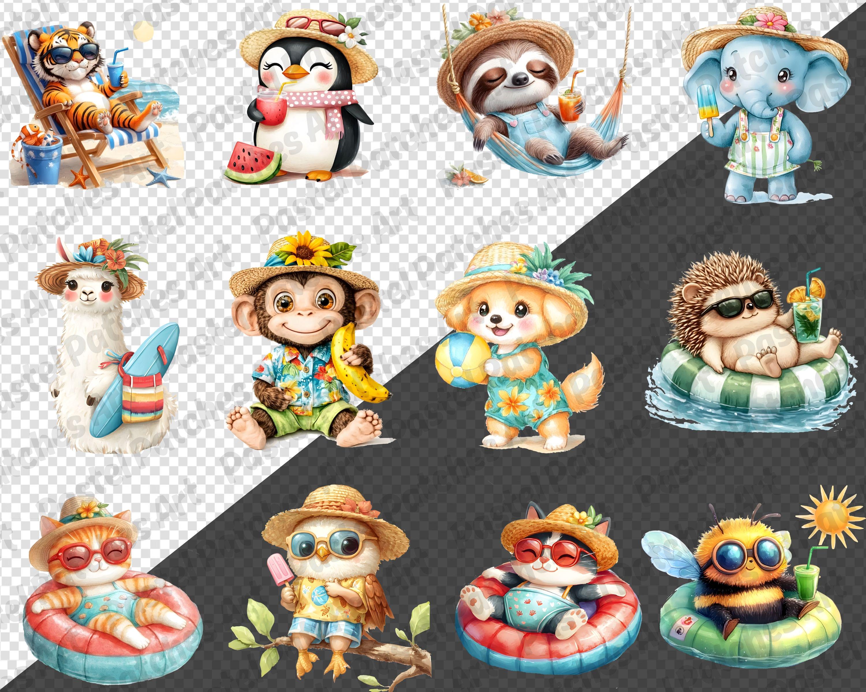 29 Summer Animals PNG Clipart – Cute Beach and Pool Party Graphics for ...